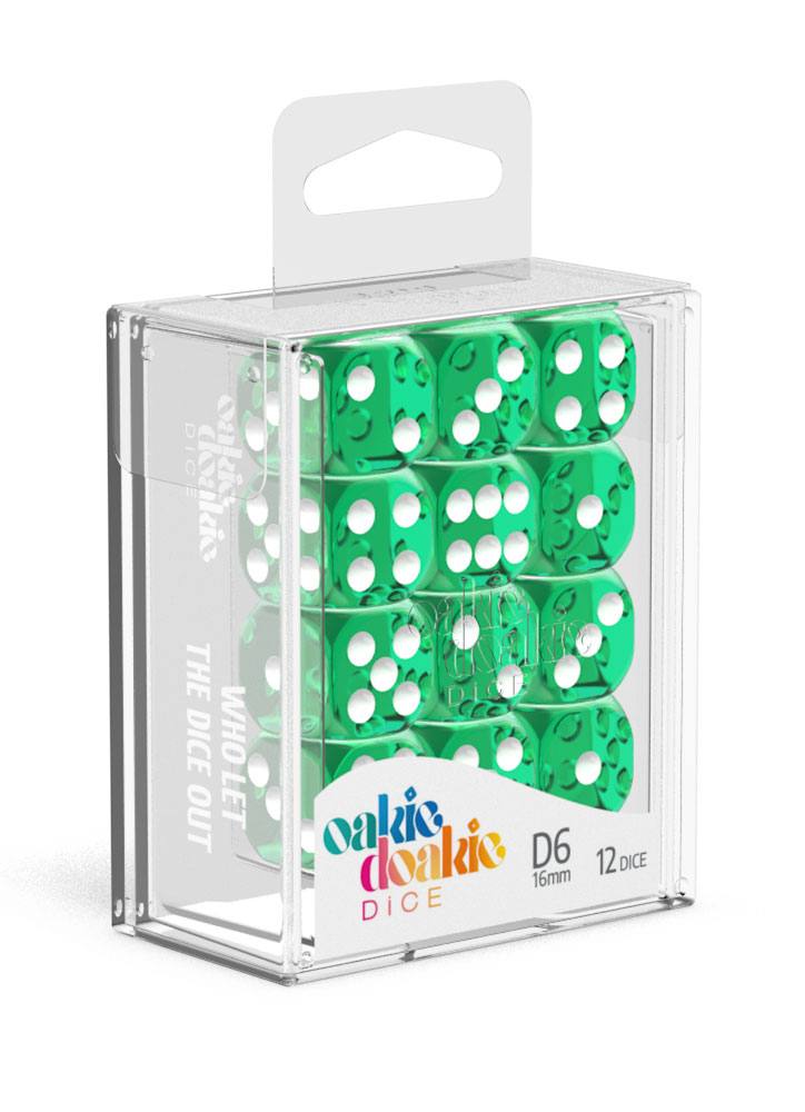 Oakie Doakie - Dados D6 Translúcidos - Verde (16mm)